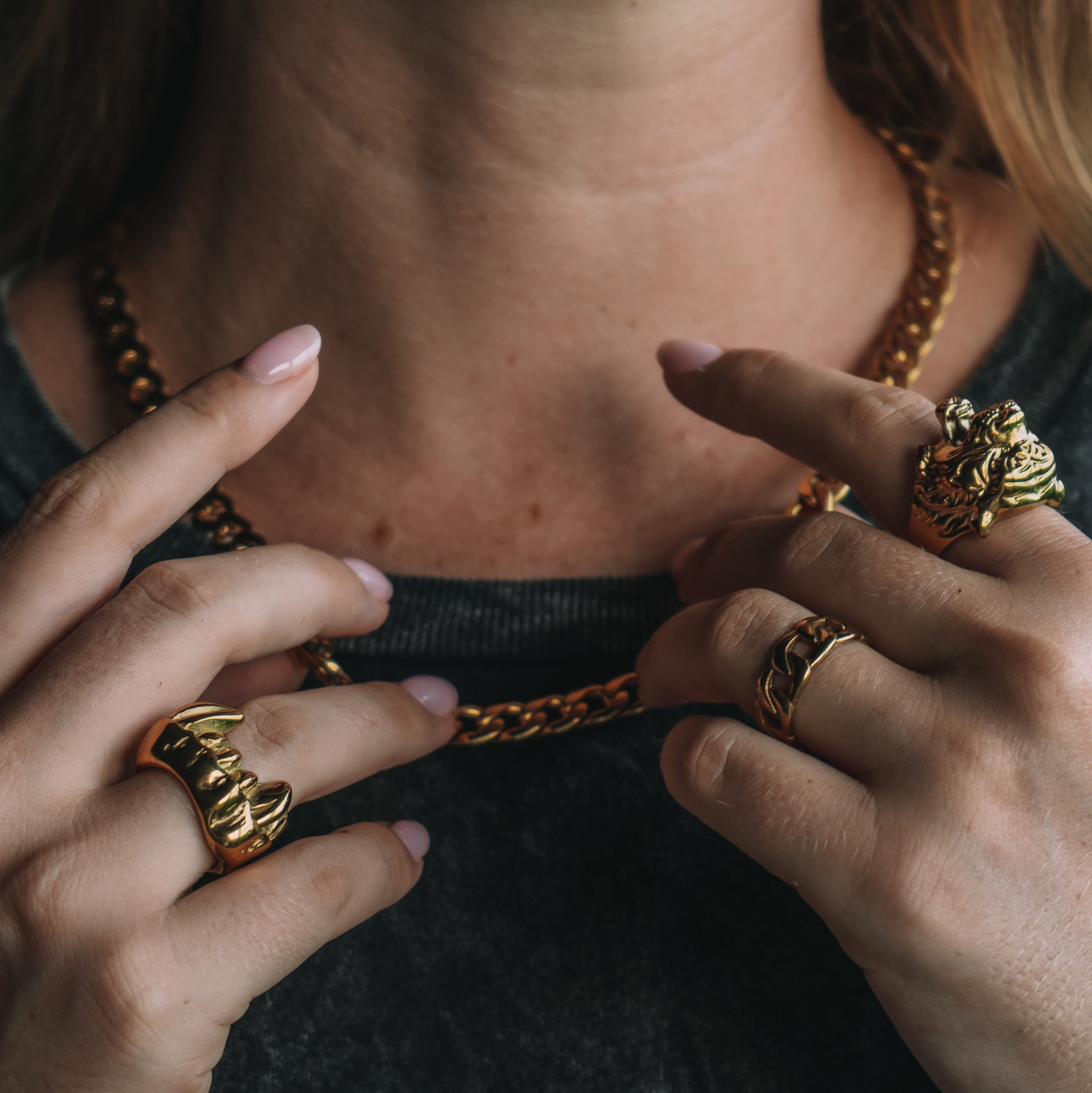 Lost Souls - Fang Ring in Gold Stainless Steel